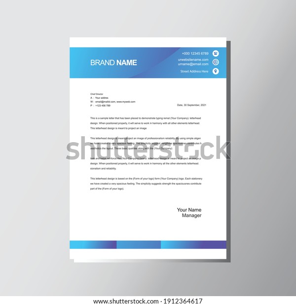 Simple Modern Blue Letterhead Design Stock Vector (Royalty Free ...