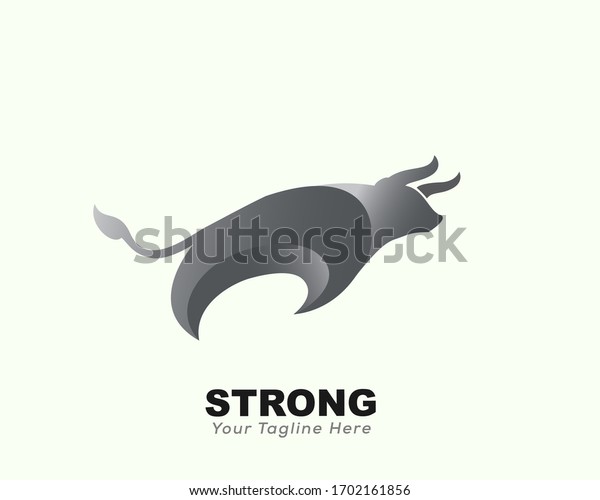 Simple Modern Bull Jump Art Logo Stock Vector (Royalty Free) 1702161856 ...