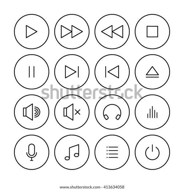 Simple Modern Media Control Icons Stock Vector (Royalty Free) 413634058