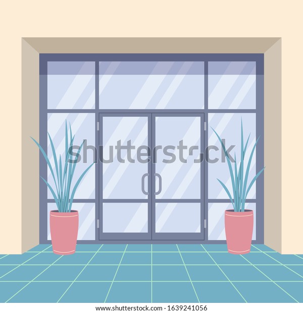 Simple Modern Office Interior Glass Door Stock Vector (Royalty Free ...