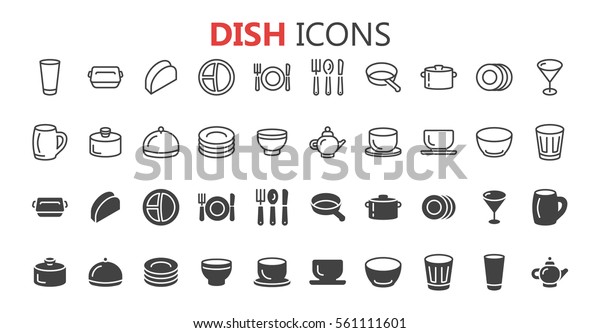 Simple Modern Set Dish Icons Premium Stock Vector (Royalty Free) 561111601