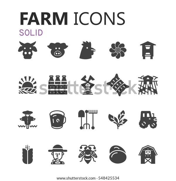 Simple Modern Set Farm Icons Premium 스톡 벡터(로열티 프리) 548425534 | Shutterstock