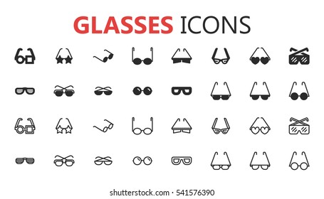 Simple Modern Set Glasses Icons Premium Stock Vector (Royalty Free ...