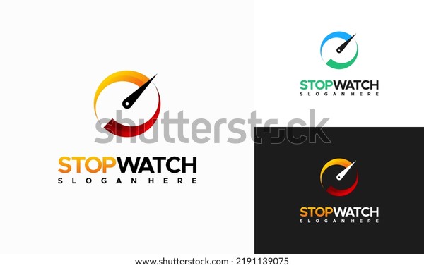 Simple Modern Stopwatch Logo Designs Template Stock Vector (Royalty ...