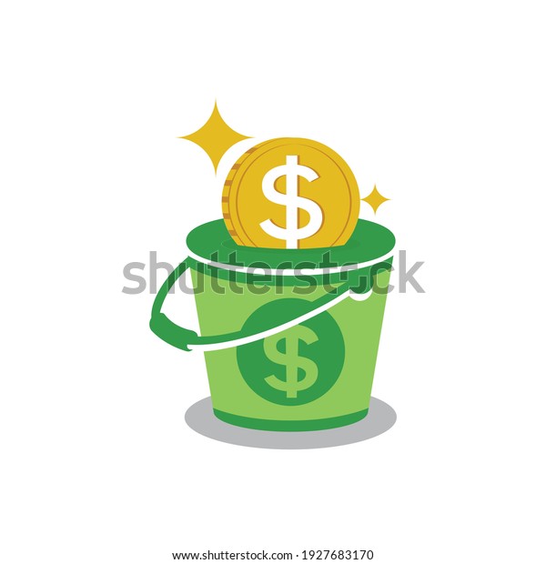Simple Money Bucket Vector Illustration Stock Vector (Royalty Free ...