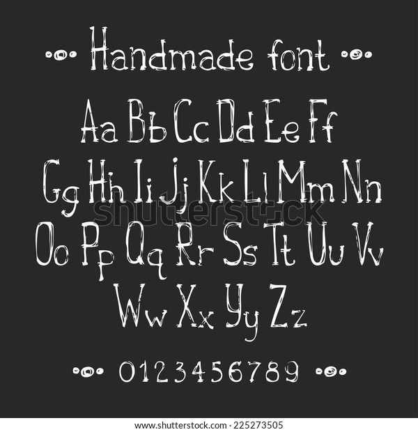 Simple monochrome drawn font. Complete abc alphabet set. Vector letters ...
