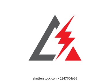 Simple Monochrome Electricity Triangle Logo Stock Vector (Royalty Free ...