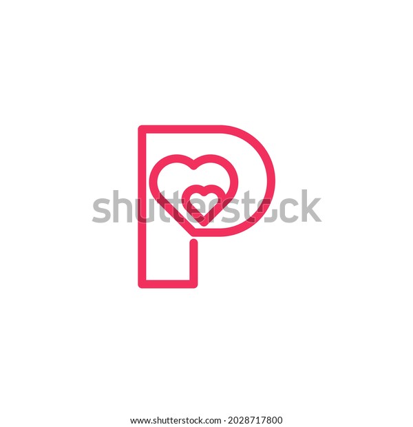 Simple Monoline Letter P Love Logo Stock Vector (Royalty Free ...