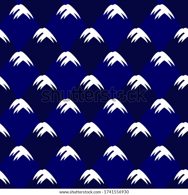 Simple Mountain Illustration Blue Monochrome Seamless Stock Vector ...