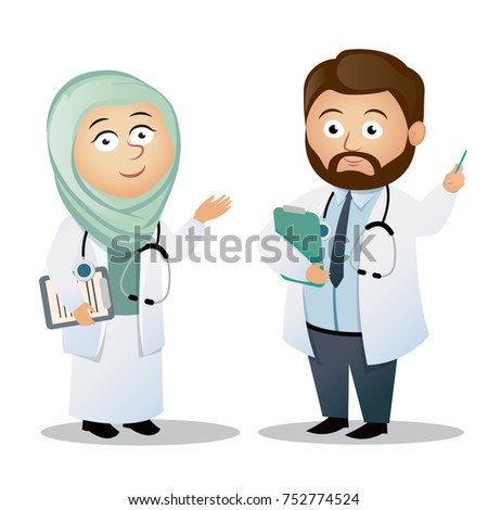 Simple Muslim Doctor Illustration Stock Vector (Royalty Free) 752774524 ...
