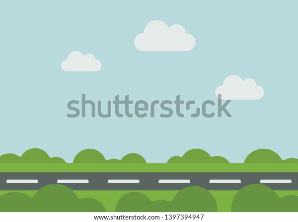 Simple Nature Cartoon Background Road Your Stock Vector (Royalty Free ...