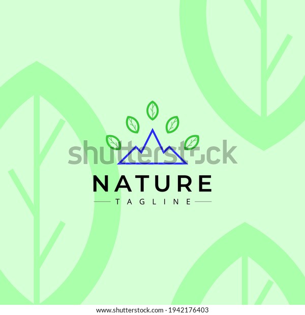 Simple Nature Logo Mountains Leaves Great Stock Vector (Royalty Free ...
