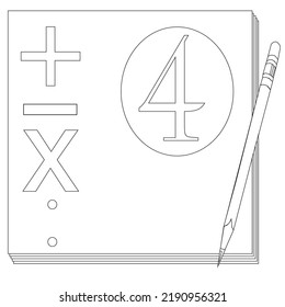 Simple Number Four On Sheaf Paper Stock Vector (Royalty Free ...