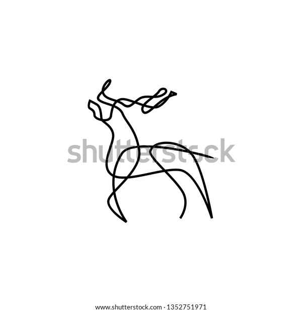 Simple One Line Art Moose Deer Stock Vector (Royalty Free) 1352751971