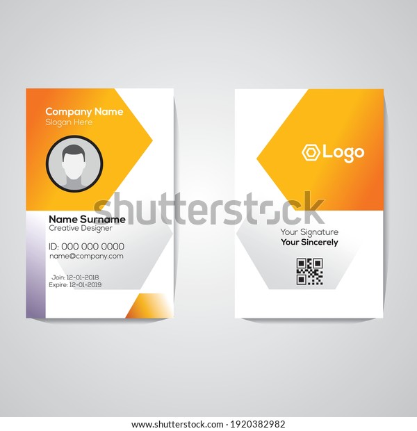 Simple Orange Graphic Id Card Design Stock Vector (Royalty Free ...