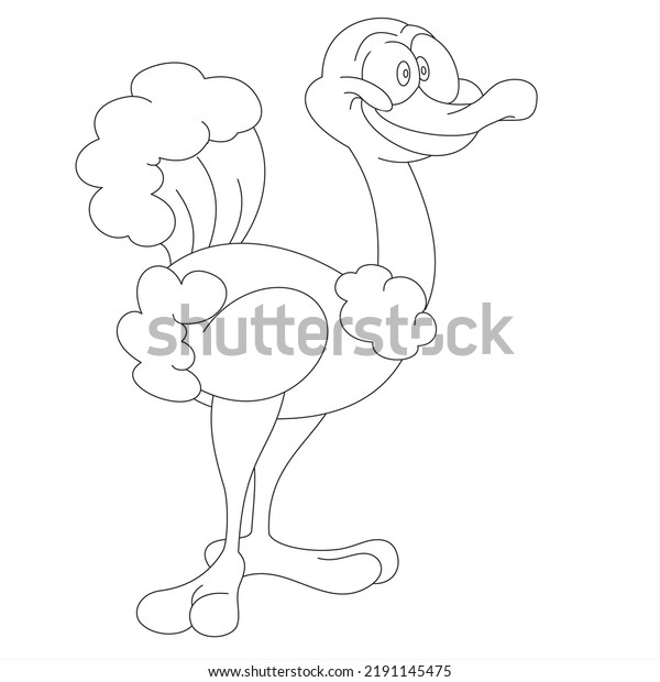 Simple Ostrich Line Art Design Stock Vector (Royalty Free) 2191145475 ...