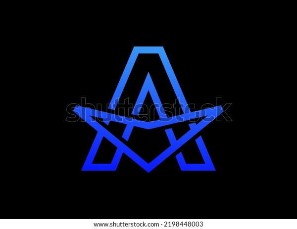 Simple Outline Blue Letter Star Logo Stock Vector (Royalty Free ...