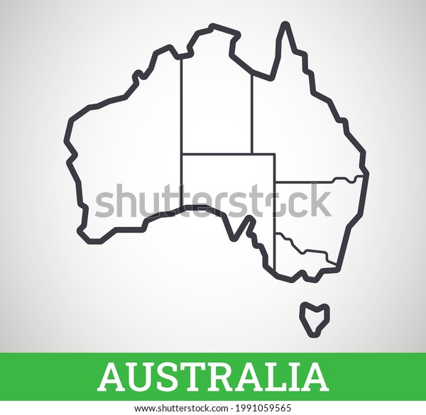 Simple Outline Map Australia Regions Vector Stock Vector (Royalty Free ...