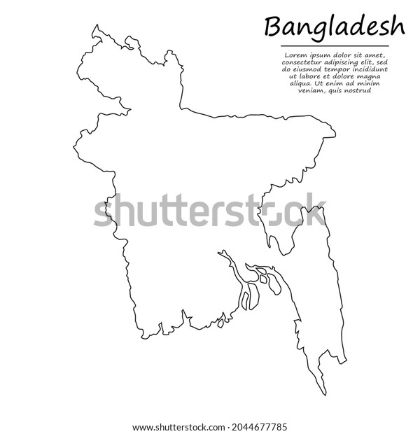 Simple Outline Map Bangladesh Vector Silhouette Stock Vector (Royalty ...