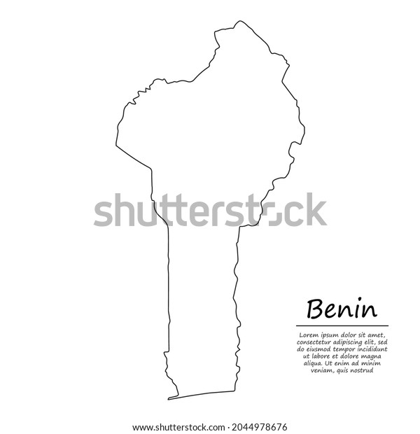 Simple Outline Map Benin Vector Silhouette: เวกเตอร์สต็อก (ปลอดค่า ...