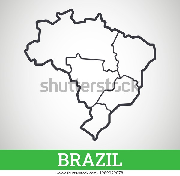 Simple Outline Map Brazil Regions Vector Stock Vector (Royalty Free ...