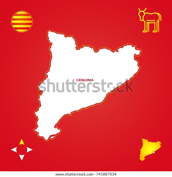 Simple Outline Map Catalonia Stock Vector (Royalty Free) 745887034