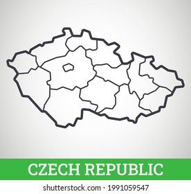 Simple Outline Map Czech Republic Regions Stock Vector (Royalty Free ...