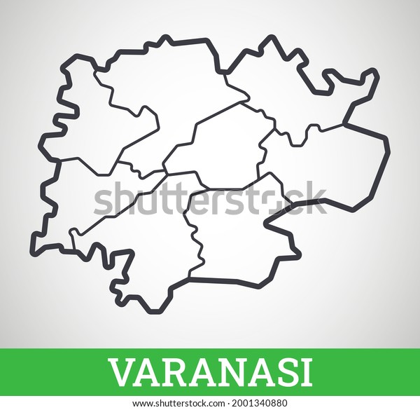 Simple Outline Map District Varanasi Vector Stock Vector (Royalty Free ...
