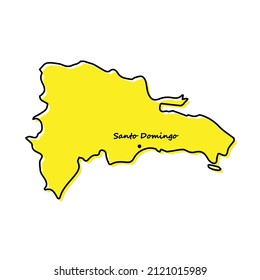 Simple Outline Map Dominican Republic Capital Stock Vector (Royalty ...