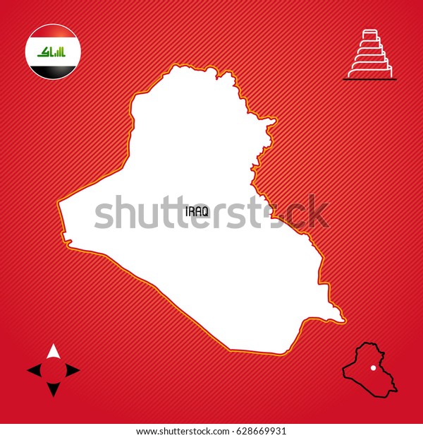 Simple Outline Map Iraq Stock Vector (Royalty Free) 628669931 ...
