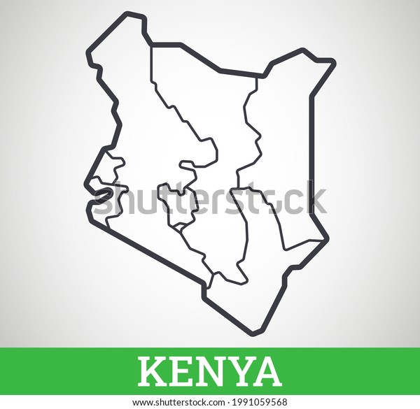 Simple Outline Map Kenya Regions Vector Stock Vector (Royalty Free ...