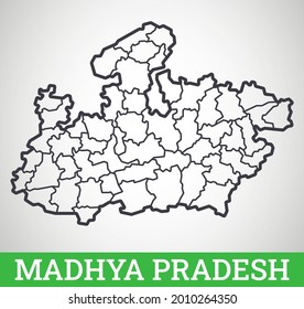 Simple Outline Map Madhya Pradesh District Stock Vector (Royalty Free ...