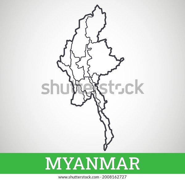 Mapa de esquema simple de Myanmar.: vector de stock (libre de regalías ...