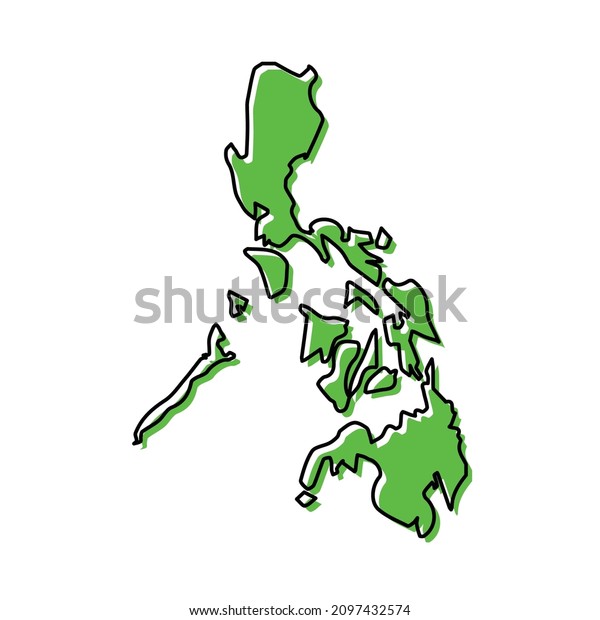 Simple Outline Map Philippines Stylized Minimal: เวกเตอร์สต็อก (ปลอดค่า ...