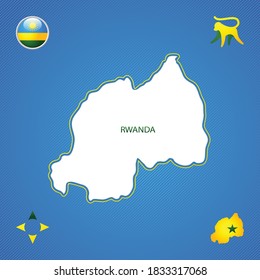 Simple Outline Map Rwanda National Symbols Stock Vector (Royalty Free ...