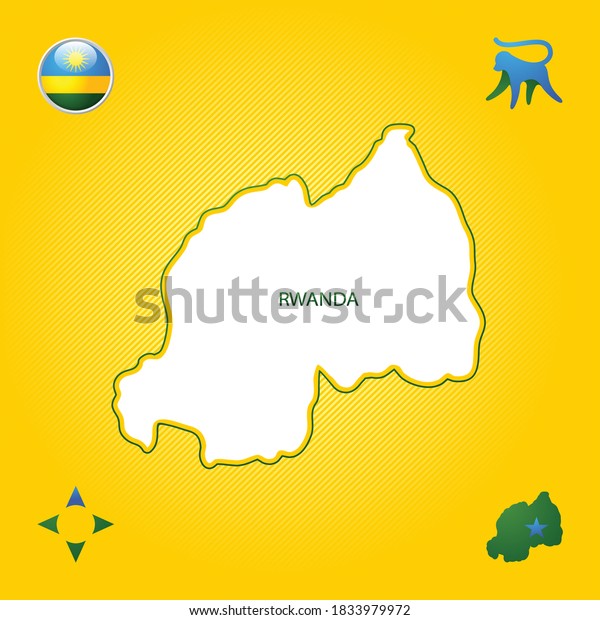 Simple Outline Map Rwanda National Symbols: เวกเตอร์สต็อก (ปลอดค่า ...