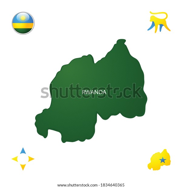Simple Outline Map Rwanda National Symbols Stock Vector (Royalty Free ...