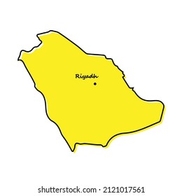 Simple Outline Map Saudi Arabia Capital Stock Vector (Royalty Free ...