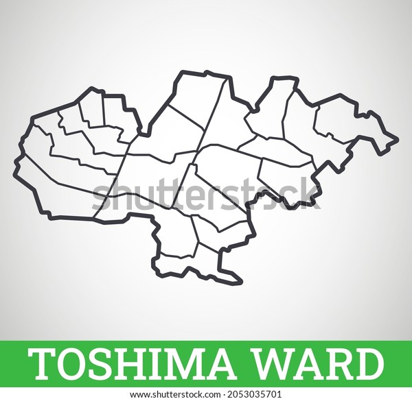 Simple Outline Map Toshima Ward Tokyo Stock Vector (Royalty Free ...