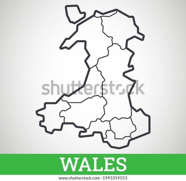 Simple Outline Map Wales Regions Vector: เวกเตอร์สต็อก (ปลอดค่า ...