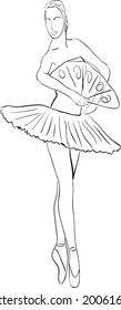 Simple Outline Vector Silhouette Dancing Girl Stock Vector (Royalty ...
