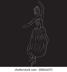 Simple Outline Vector Silhouette Dancing Girl Stock Vector (Royalty ...