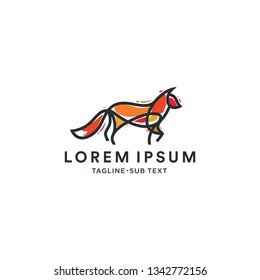 Simple Outlined Abstract Fox Logo Flat Stock Vector (Royalty Free ...