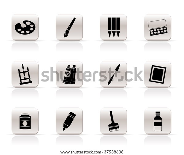 Simple Painter Drawing Painting Icons Vector Stock Vector (Royalty Free ...