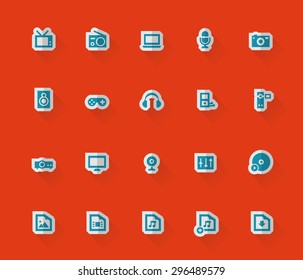 Simple Paper Icons Multimedia Devices Stock Vector (Royalty Free ...