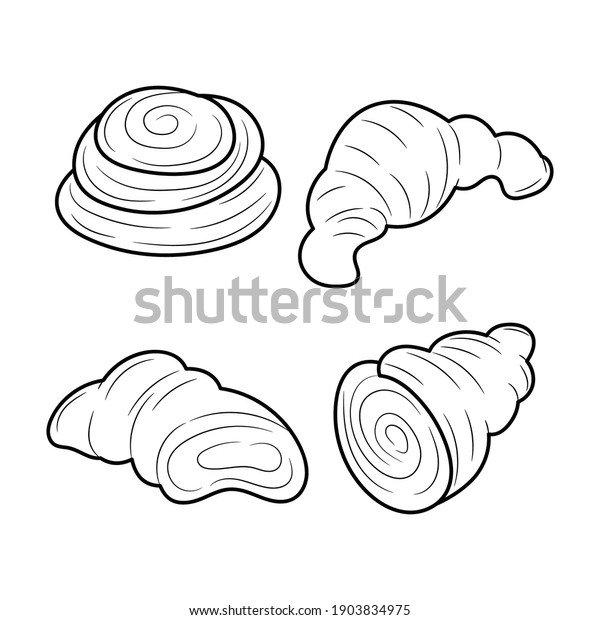 Simple Pastry Vector Outline Illustration Set Stock Vector (Royalty ...