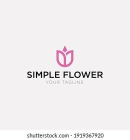 Simple Pink Flower Logo Design Template Stock Vector (Royalty Free ...