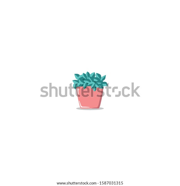 Simple Potted Plant Vector Botanical Illustration Stock Vector (Royalty ...