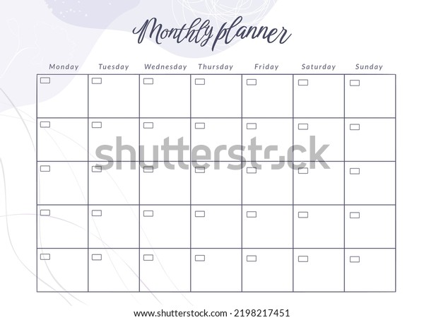 Simple Printable Weekly Planner Template Vector Stock Vector (Royalty ...