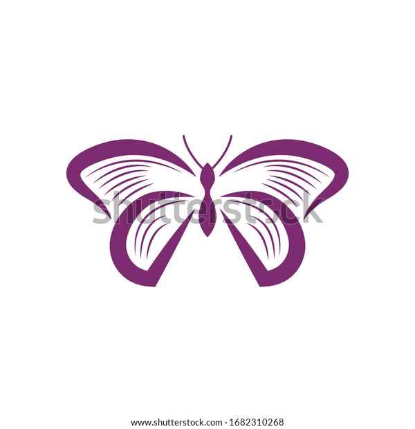 Simple Purple Butterfly Logo Design Template Stock Vector (Royalty Free ...